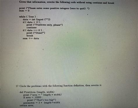 Solved Given That Information Rewrite The Following Code
