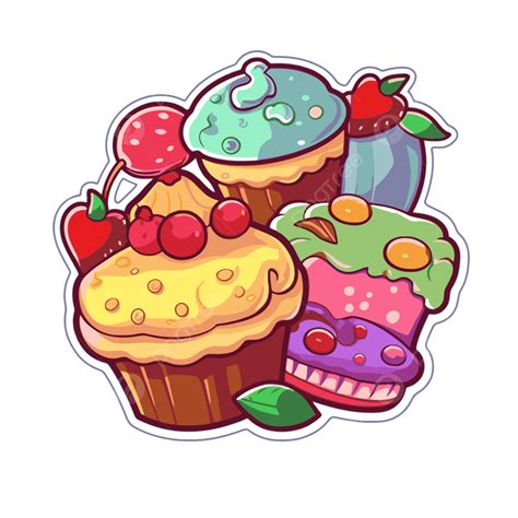 흰색 배경 일러스트 클립 아트에 컵 케이크 스티커 벡터 명절 간식 상표 만화 Png 일러스트 및 벡터 에 대한 무료 다운로드 Pngtree