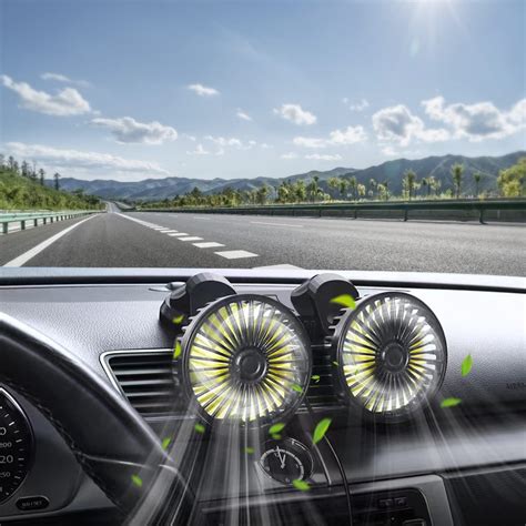Xximuim Electric Car Cooling Fan360° Adjustable Dual Head