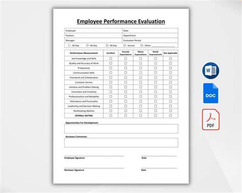 Editable Employee Performance Evaluation Template Employee Performance