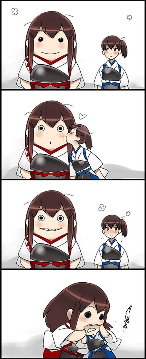 Safebooru 2girls Akagi Kantai Collection Biting Blush Comic Kaga