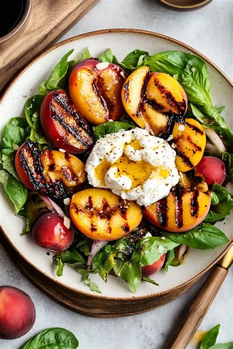 Grilled Peach And Burrata Salad With Balsamic Glaze Jada Recipes