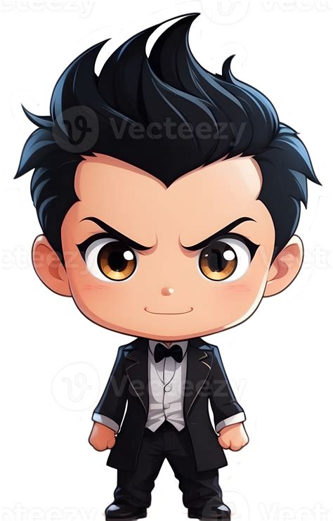 Ai Generated Chibi Cartoon Character In Tuxedo Ai Generative Png