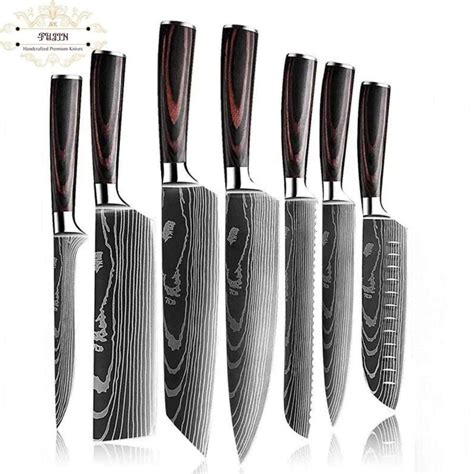 Damascus Knives Set Knife Set For Kitchen Red Shokunin Usa