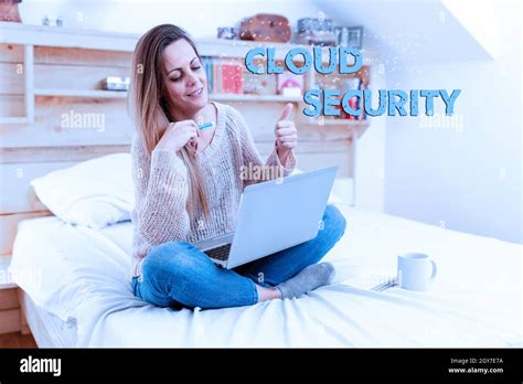 Sign Displaying Cloud Security Business Showcase Imposing A Secured System Of Existing Data In