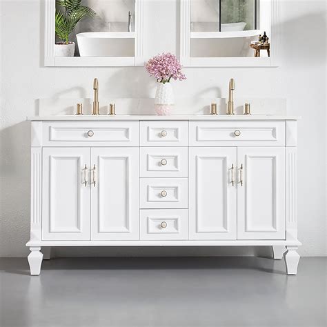 Wellfor Art Traditional 60 In Bathroom Vanity 60 In White Undermount