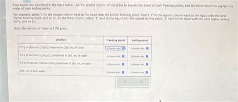 Solved Four Liqulds Are Cescribed In The Tabie Below Use