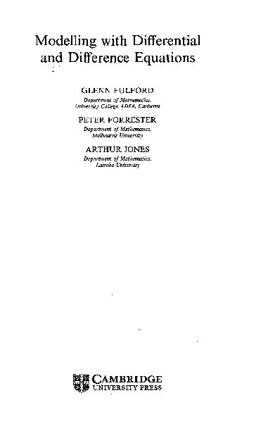 Pdf Modelling With Differential And Difference Equations