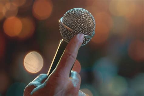 A Teachers Hand Holding A Microphone For A Speech Premium Ai