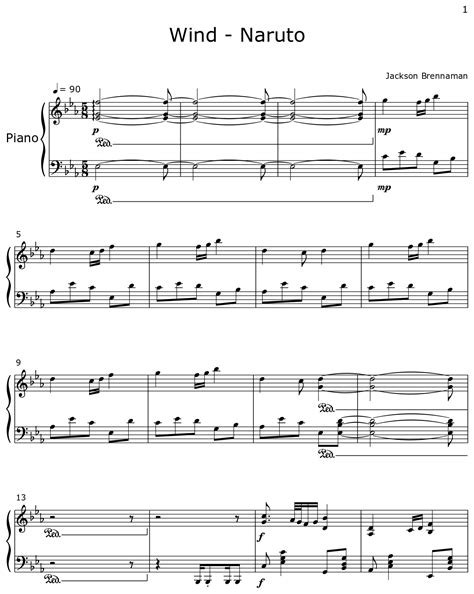 Wind Naruto Sheet Music For Piano