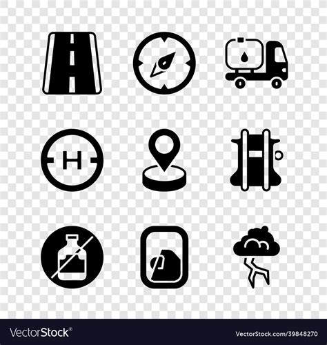 Set Airport Runway Compass Fuel Tanker Truck Vector Image
