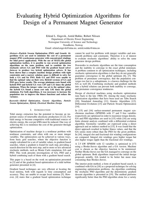 Pdf Evaluating Hybrid Optimization Algorithms For Design Of A