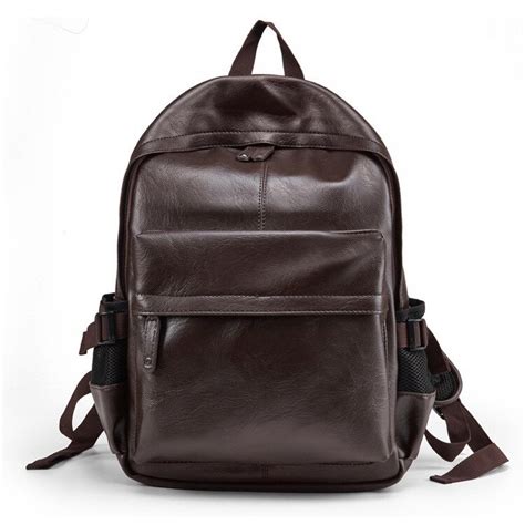 Casual Leather Book Bag Male Black Backpacks Men B Vicedeal
