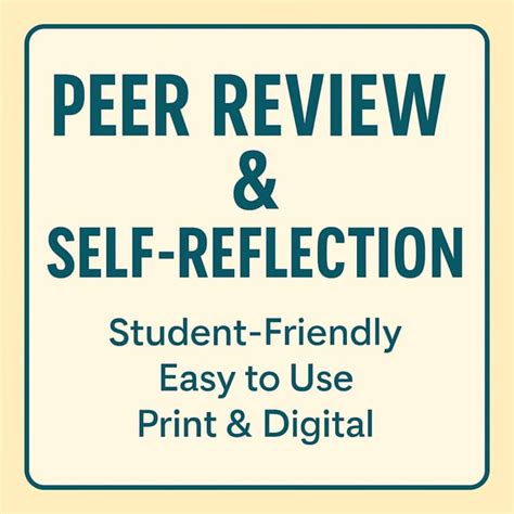 Peer Review And Self Reflection Worksheet By Madame Camacho Teaches