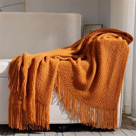 Summer Savings Neutral Throw Blankets 6850 Farmhouse Knitted Fringe