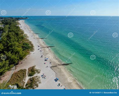 Aerial View Of Coquina Beach Anna Maria Island Stock Image Image Of