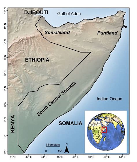 Overview Of The Location Of Somalia Relative To Its Neighbors And The