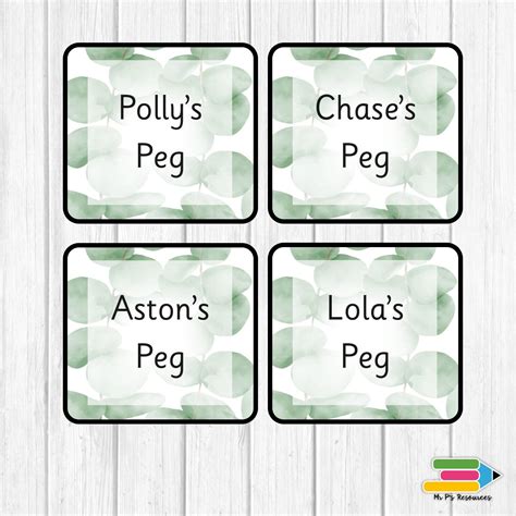 Botanical Themed Peg Labels Editable Mr Ps Resources
