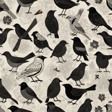 Seamless Dense Sparrow Bird Pattern Premium Ai Generated Image