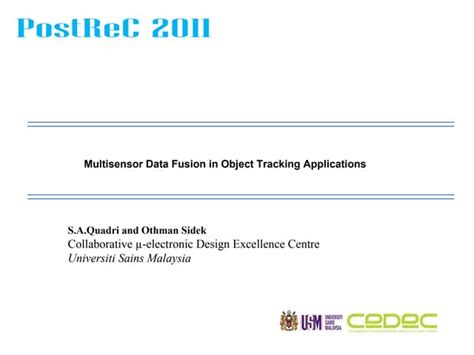 multisensor data fusion in object tracking applications ppt physics
