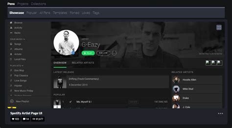 Spotify Ui Built With Html Css Themes Awesome