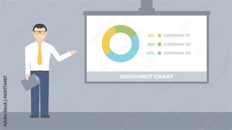 Presentation With Infographics Doughnut Chart Vector Data Visualization Illustration Stock
