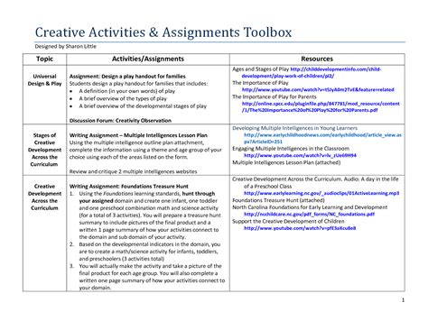 Solution Creative Activities And Assignments Toolbox Studypool