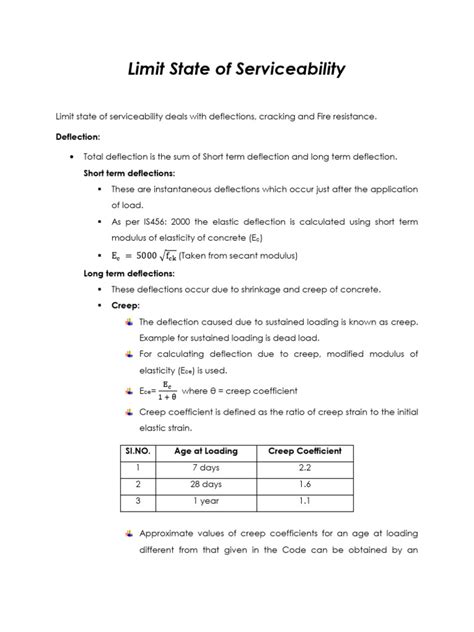 Limit State Of Serviceability Pdf Beam Structure Youngs Modulus