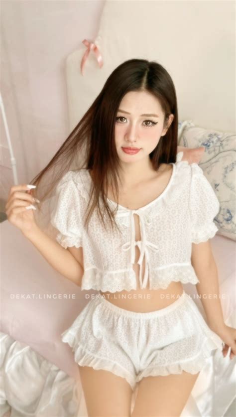 Super Adorable See Through Barbie Pajamas Set Soft High Quality Embroidered Material Shopee