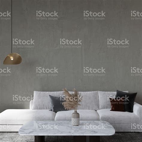 Modern Living Room Blank Wall Realistic Interior Mockup Frameless Empty