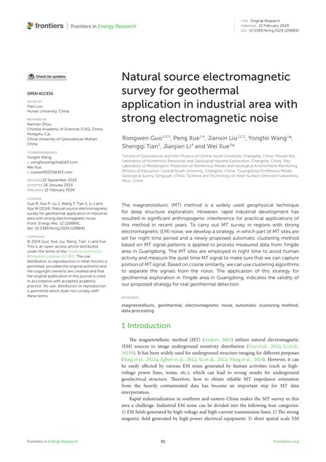 Pdf Natural Source Electromagnetic Survey For Geothermal Application In Industrial Area With