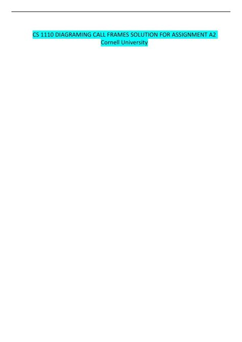 Cs 1110 Diagraming Call Frames Solution For Assignment A2 Cornell