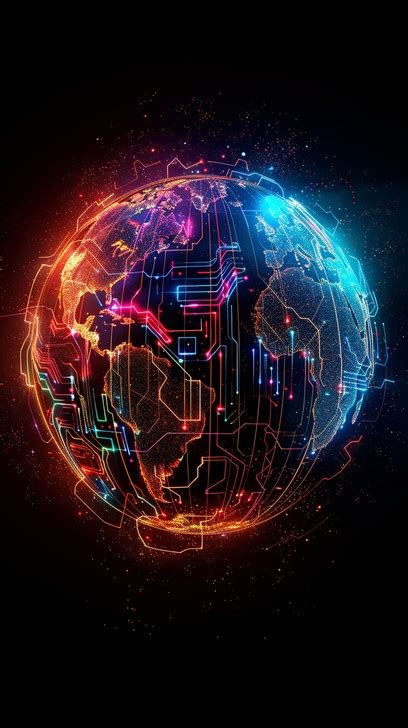 Free Digital World Representation Image Technology Globe Neon Download At Stockcake