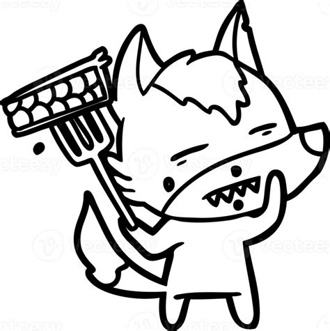 Cartoon Wolf Showing Teeth Icon 40744660 Png