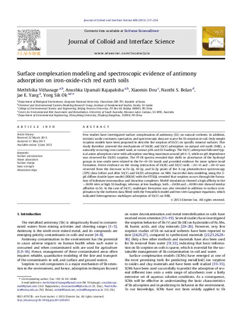 Pdf Surface Complexation Modeling And Spectroscopic Evidence Of