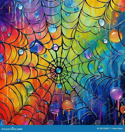 Abstract Spiderwebs With Morning Dew In Luminous Art Style Stock Image