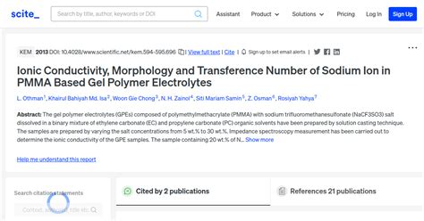Ionic Conductivity Morphology And Transference Number Of Sodium Ion In Pmma Based Gel Polymer