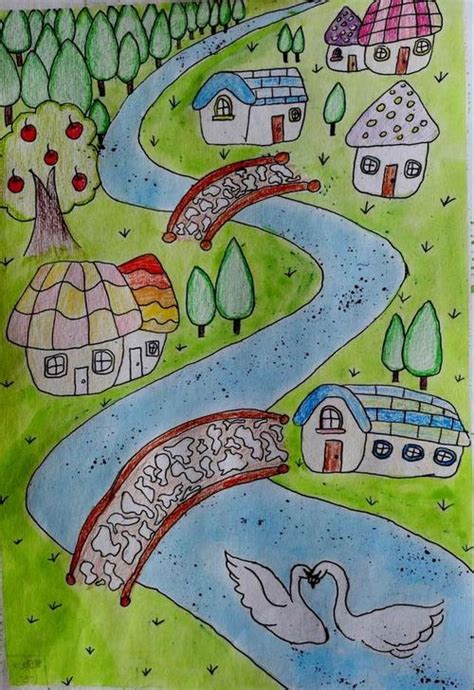 S型构图儿童画 S型构图画简单 苗苗知道