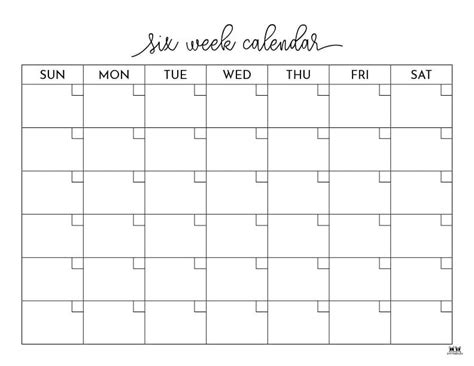 6 Week Calendars 25 Free Calendars Printabulls