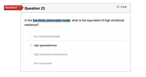 Solved Question 23in The Five Factor Personality Model What