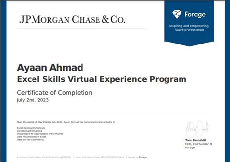 Ayaan Ahmad On Linkedin Dataanalytics Excelskills Forage Jpmorganchase Msexcel Training