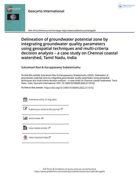 Pdf Delineation Of Groundwater Potential Zone By Integrating Groundwater Quality Parameters