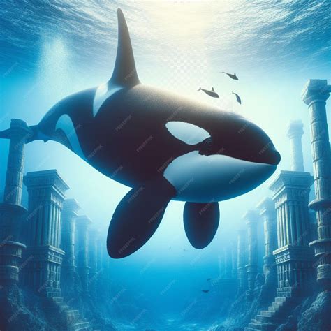 Premium Psd Hyperrealistic Image Of Orca Killer Whale In The Blue Sea