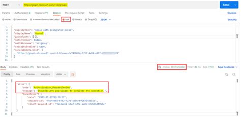 Azure Groupsclientbaseclientget Unexpected Status 403 With Odata Error Authorization