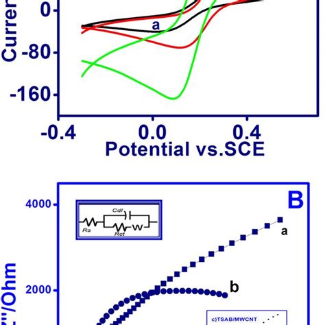 A Cyclic Voltammetry And B Electrochemical Impedance Spectra On Download Scientific Diagram