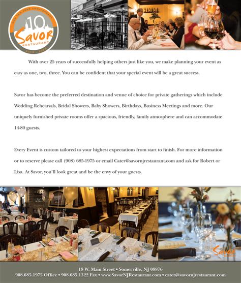 Private Dinner Documents Savor Restaurant