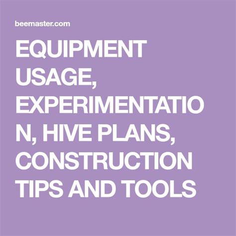 The Words Equipment Usage Experimenation And Construction Tips And