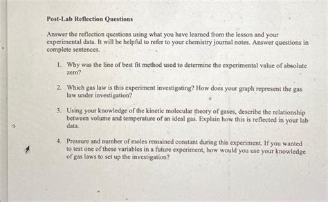 Post Lab Reflection Questions Answer The Reflection Chegg