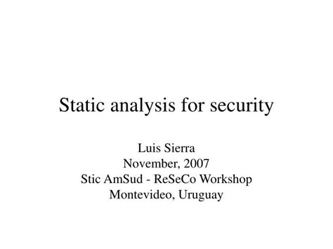 Ppt Static Analysis For Security Powerpoint Presentation Free