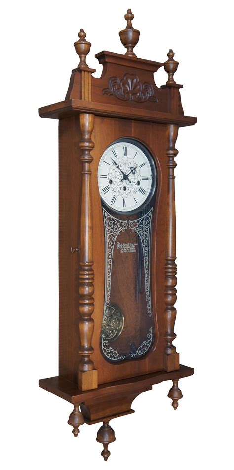 Vintage Ansonia Ezee Set 725 Vienna Regulator Wall Clock Walnut Finish